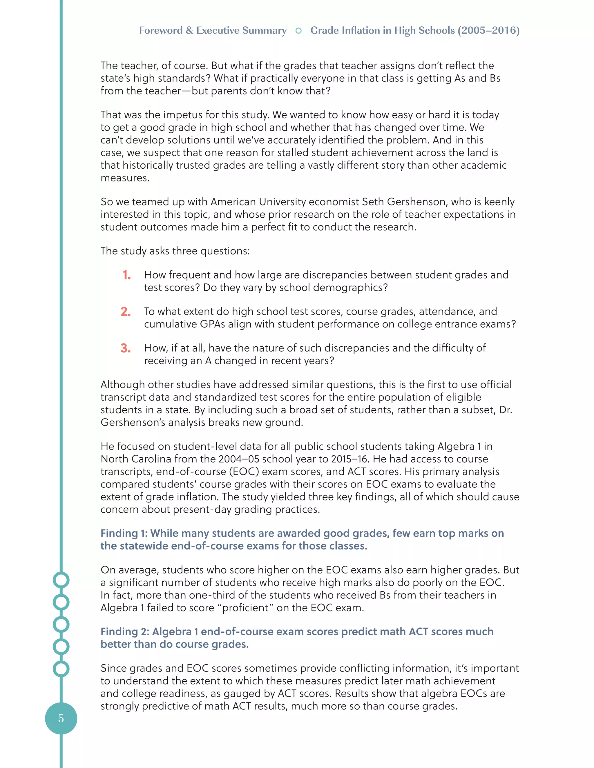 Grade Inflation in High Schools (2005–2016) | PDF