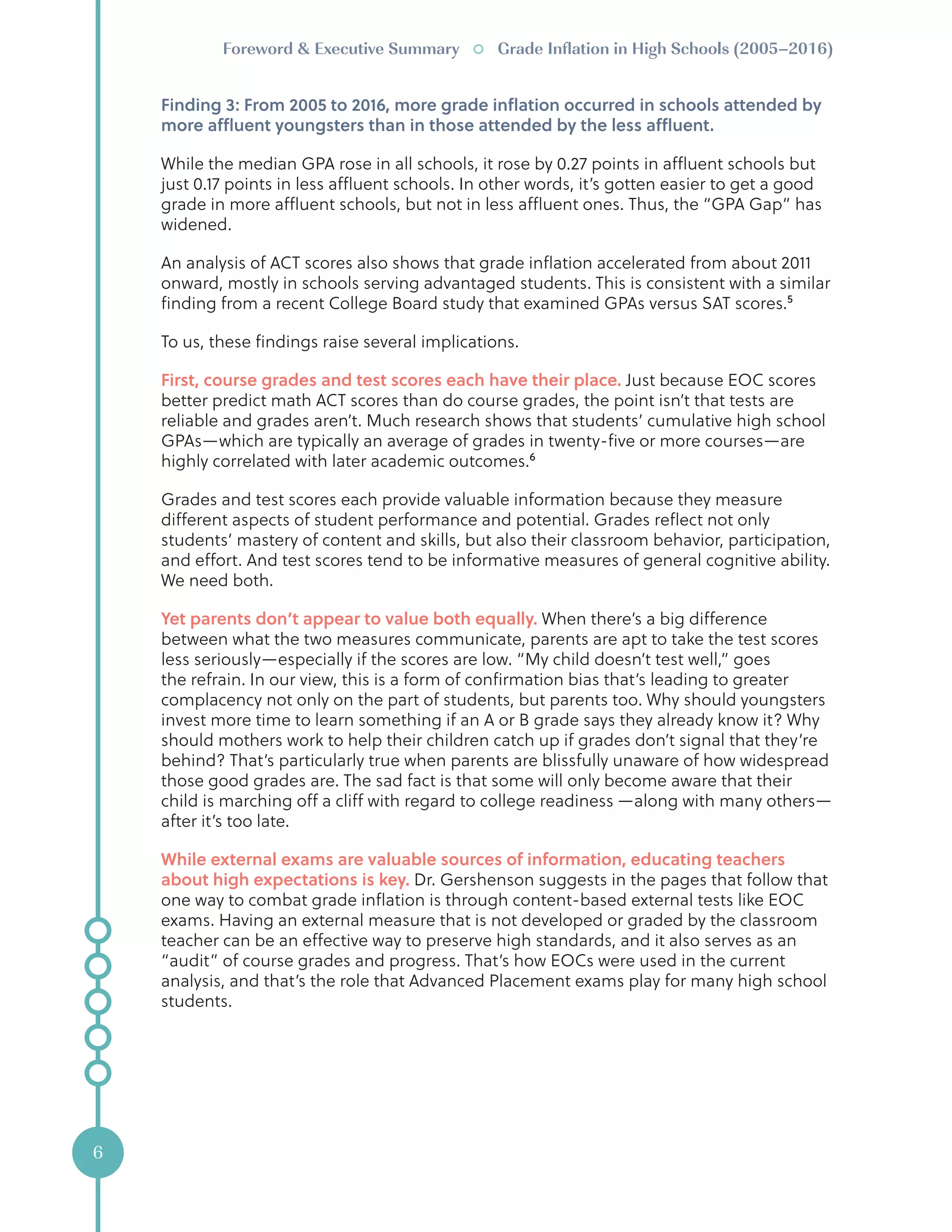 Grade Inflation in High Schools (2005–2016) | PDF