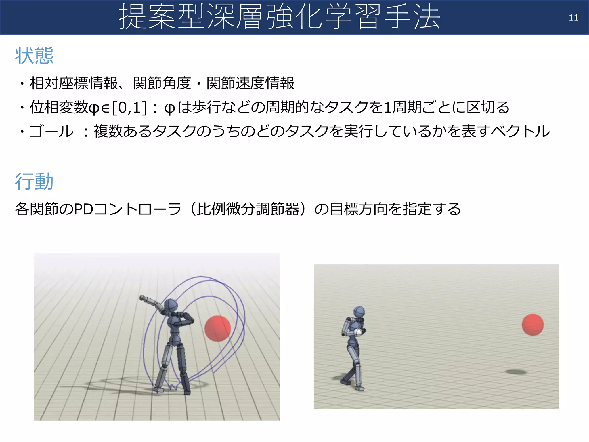 【論文紹介】Deep Mimic: Example-Guided Deep Reinforcement Learning of Physics-Based Character Skills | PPT