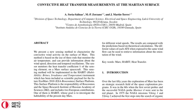 Convective Heat Transfer Measurements at the Martian Surface | PPT