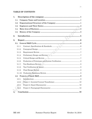 Emek R&D - Summer Practice Report | PDF | Civil Engineering Industry | Industries