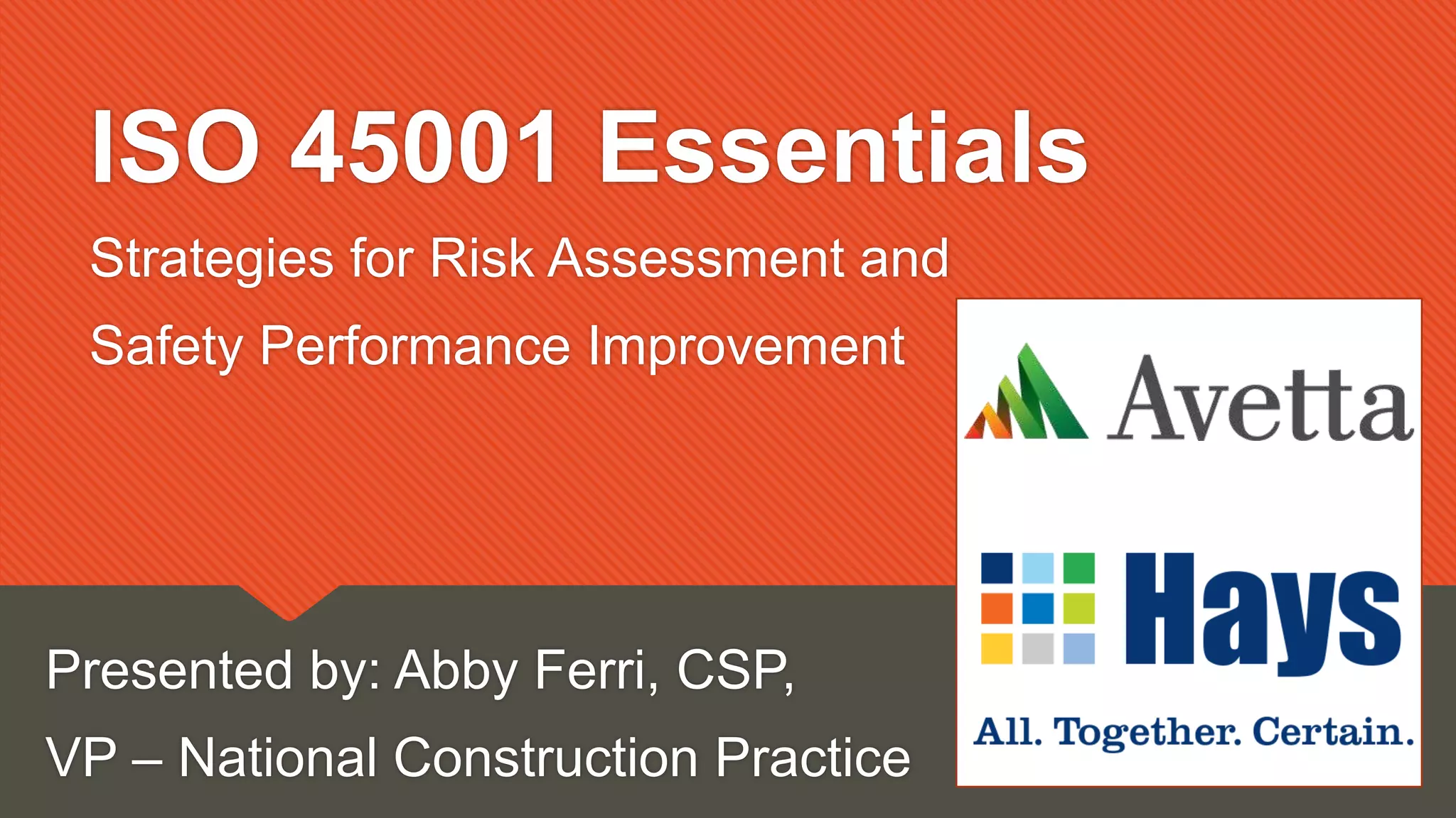 ISO 45001 Essentials for the Safety Professional | PPTX