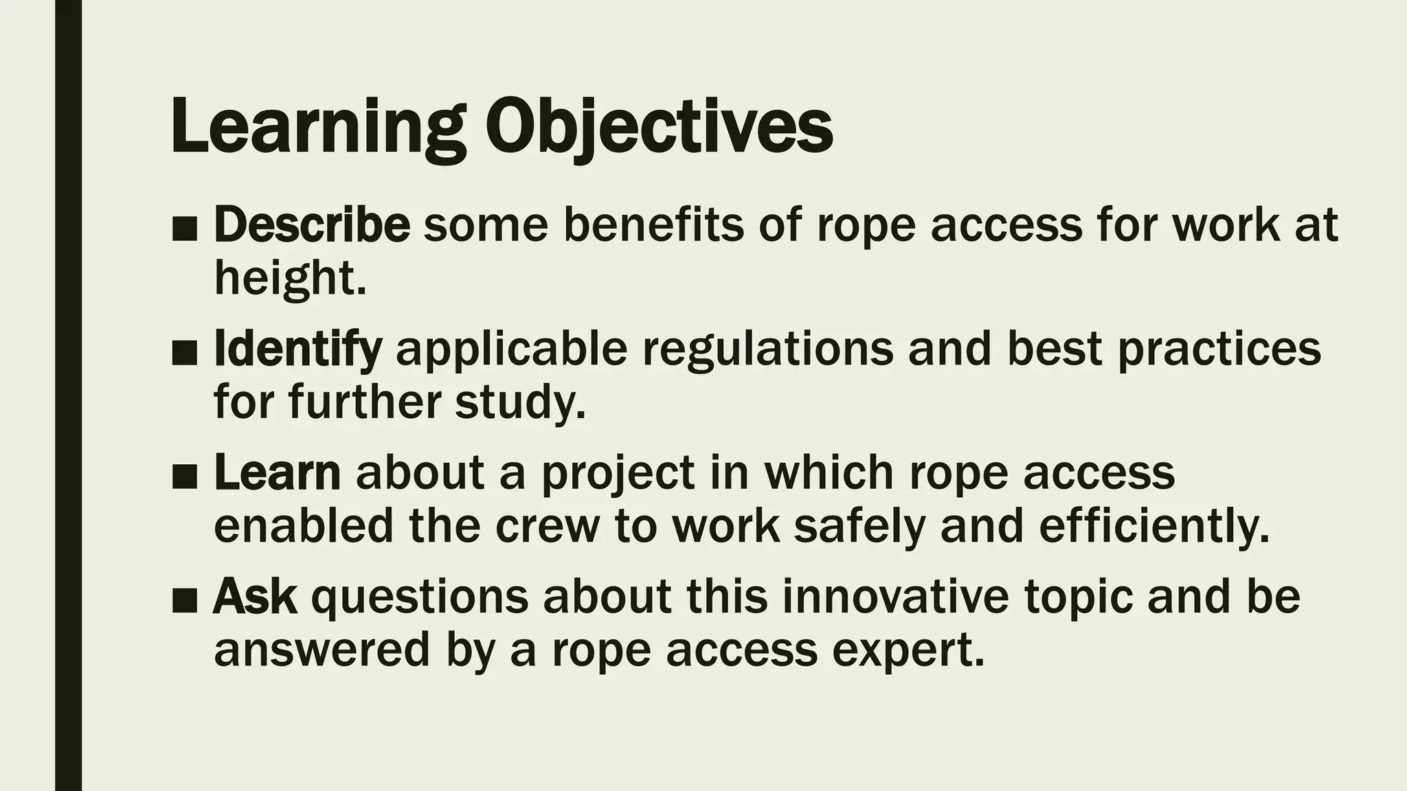 Ropes Access safety presentation | PPTX