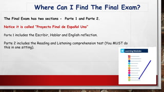 Final Exam Review Spanish 1 | PPTX