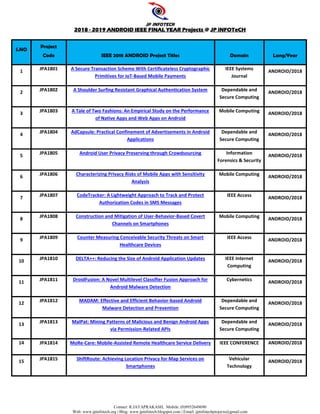 2018 ieee android project titles | 2019 android final year project titles | PDF