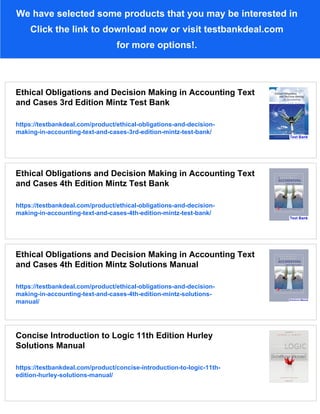 Ethical Obligations and Decision Making in Accounting Text and Cases ...