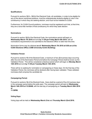 2018 CUSA by-election writ | PDF