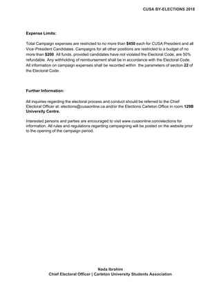 2018 CUSA by-election writ | PDF | Elections | Politics