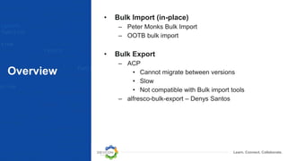 2018 Alfresco DevCon - Alfresco Bulk Export Tool | PPTX | Web Development | Internet