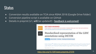 Standardized representation of the LIDC annotations using DICOM | PDF