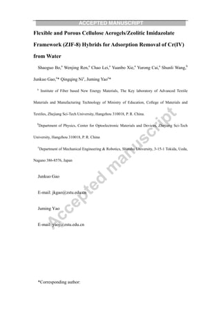 2018 - Flexible and porous cellulose aerogels-zeolitic imidazolate ...