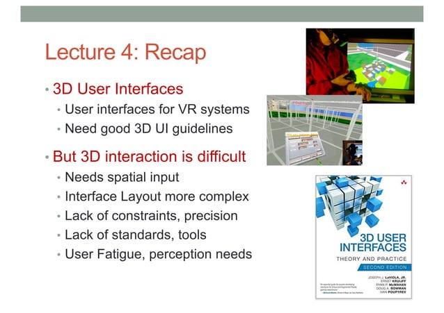 COMP 4010 - Lecture 5: Interaction Design for Virtual Reality | PDF