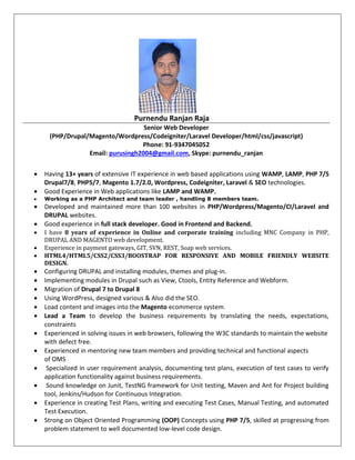 2018 p.ranjan.raja msc-13_year_ex_php_webdeveloper | PDF | Web Design and HTML | Internet
