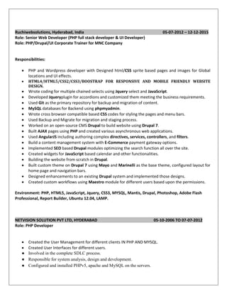 2018 p.ranjan.raja msc-13_year_ex_php_webdeveloper | PDF | Web Design and HTML | Internet