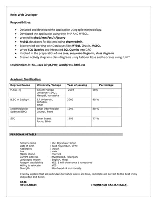 2018 p.ranjan.raja msc-13_year_ex_php_webdeveloper | PDF | Web Design and HTML | Internet