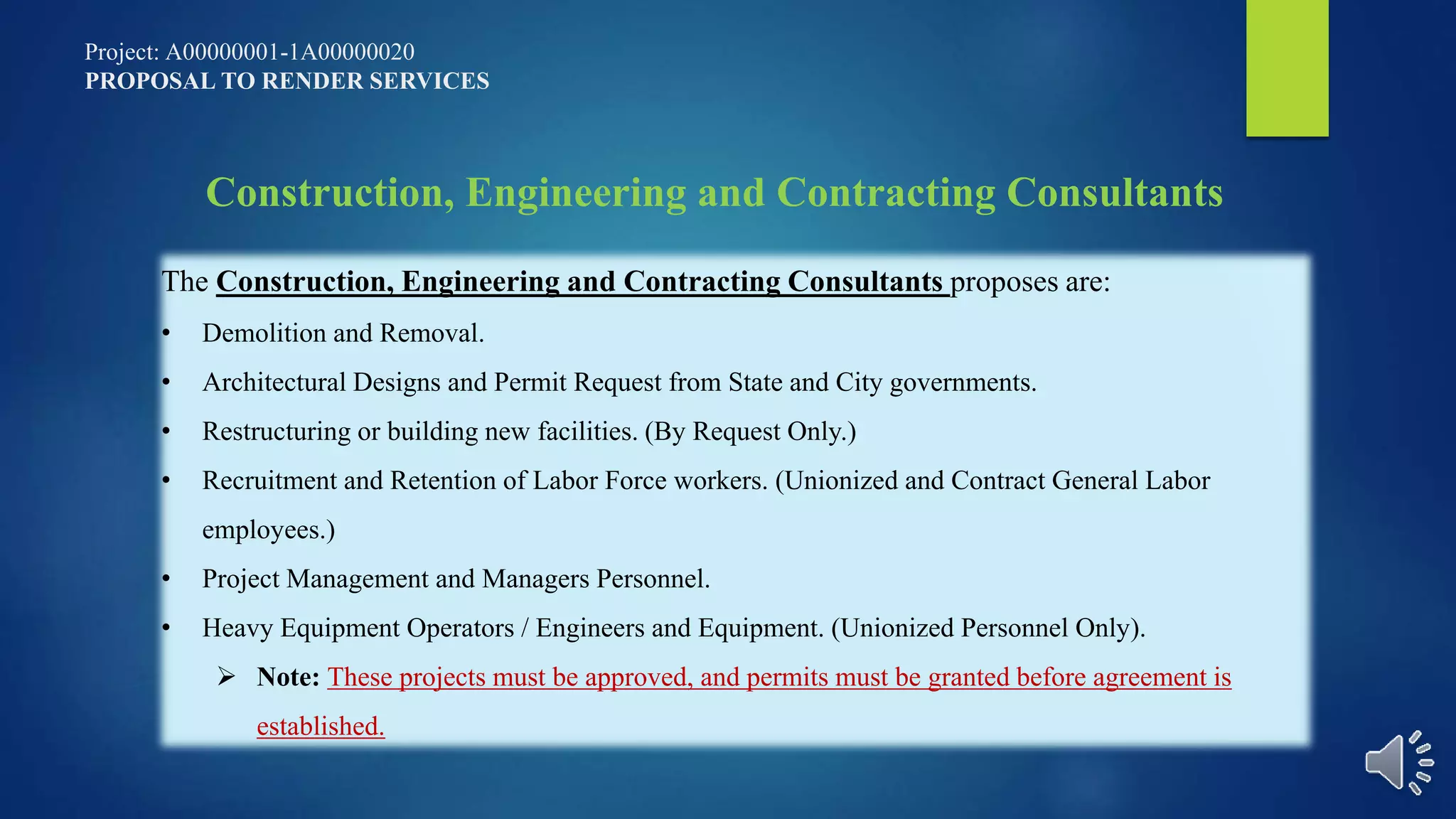 2018 proposal to render services presentation | PPT