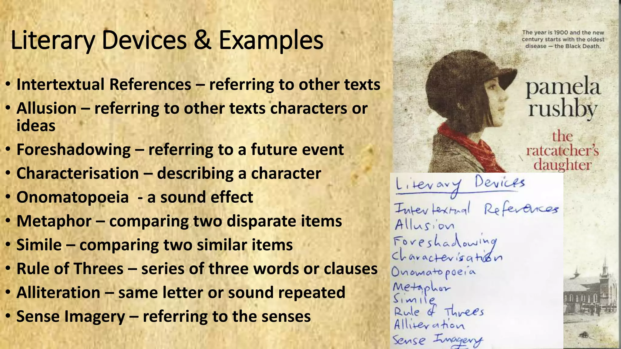 ratcatchers daughter - literary devices and examples | PPTX