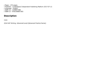 2018 SAT Writing: Advanced Level (Advanced Practice Series) | PDF