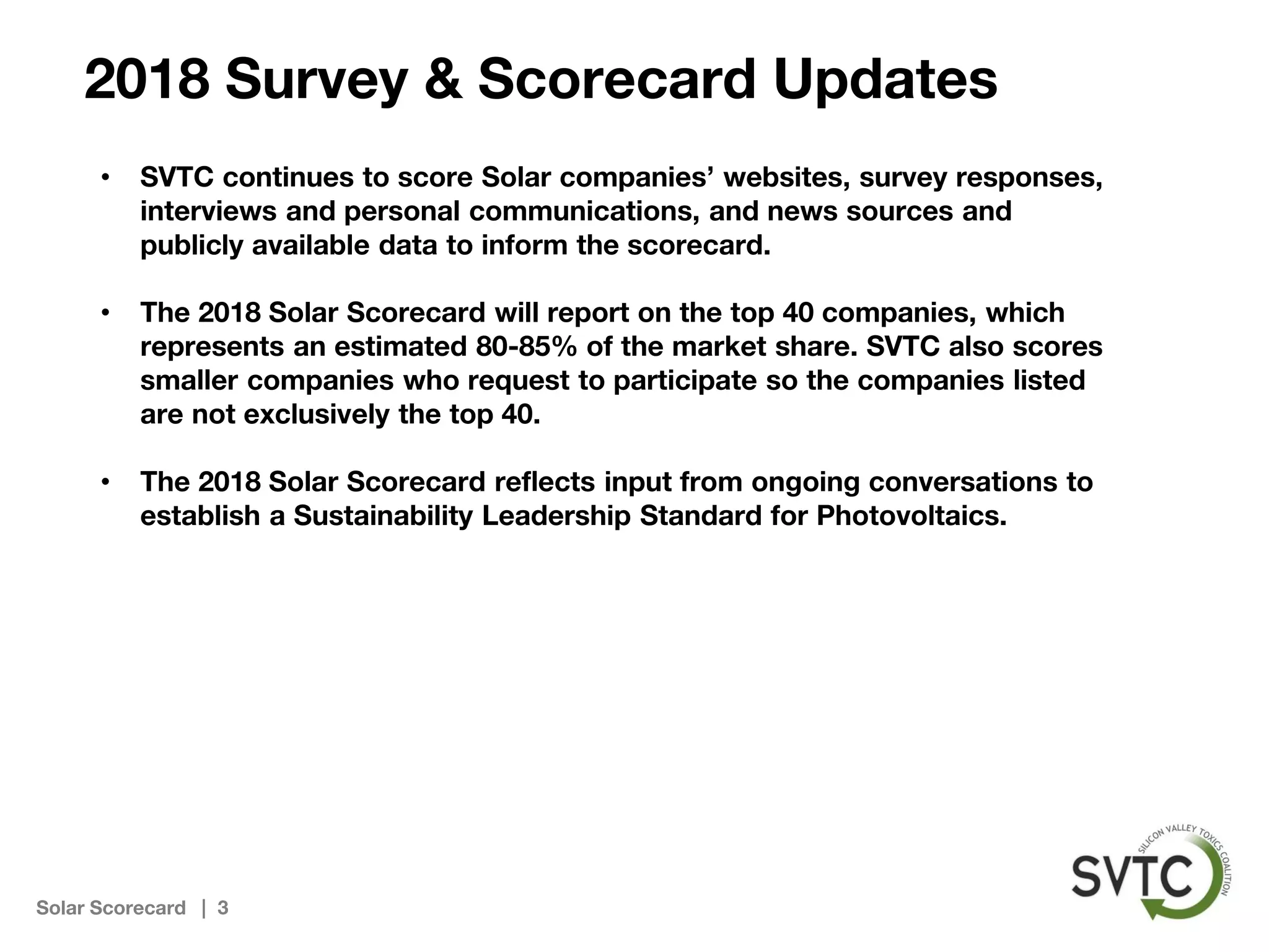 2018 SVTC Solar Scorecard Guidance | PPT