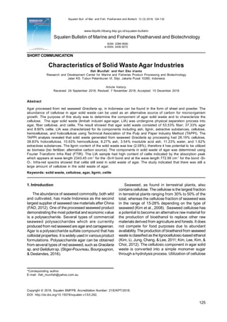 characteristics of solid waste of agar-agar industries | PDF