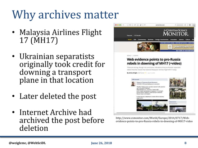 Intro to Web Archiving | PPT