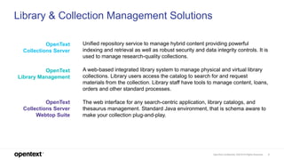 OpenText Library and Collections Management Solutions | PPTX
