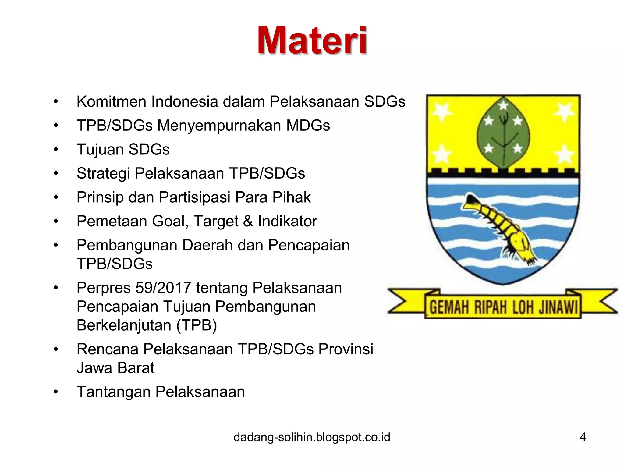 Kesiapan Daerah dalam Pelaksanaan Tujuan Pembangunan Berkelanjutan (TPB ...