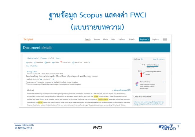 Field-Weighted Citation Impact (FWCI) | PPT