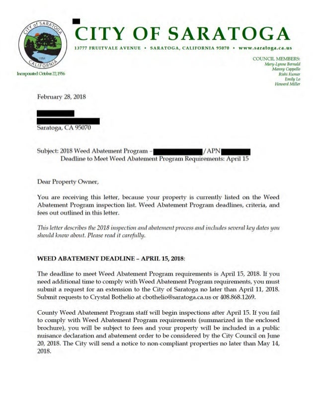 Nuisance Abatement Letter