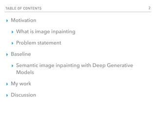 Semantic Image Inpainting | PDF | 3-D Graphics | Computer Software and Applications