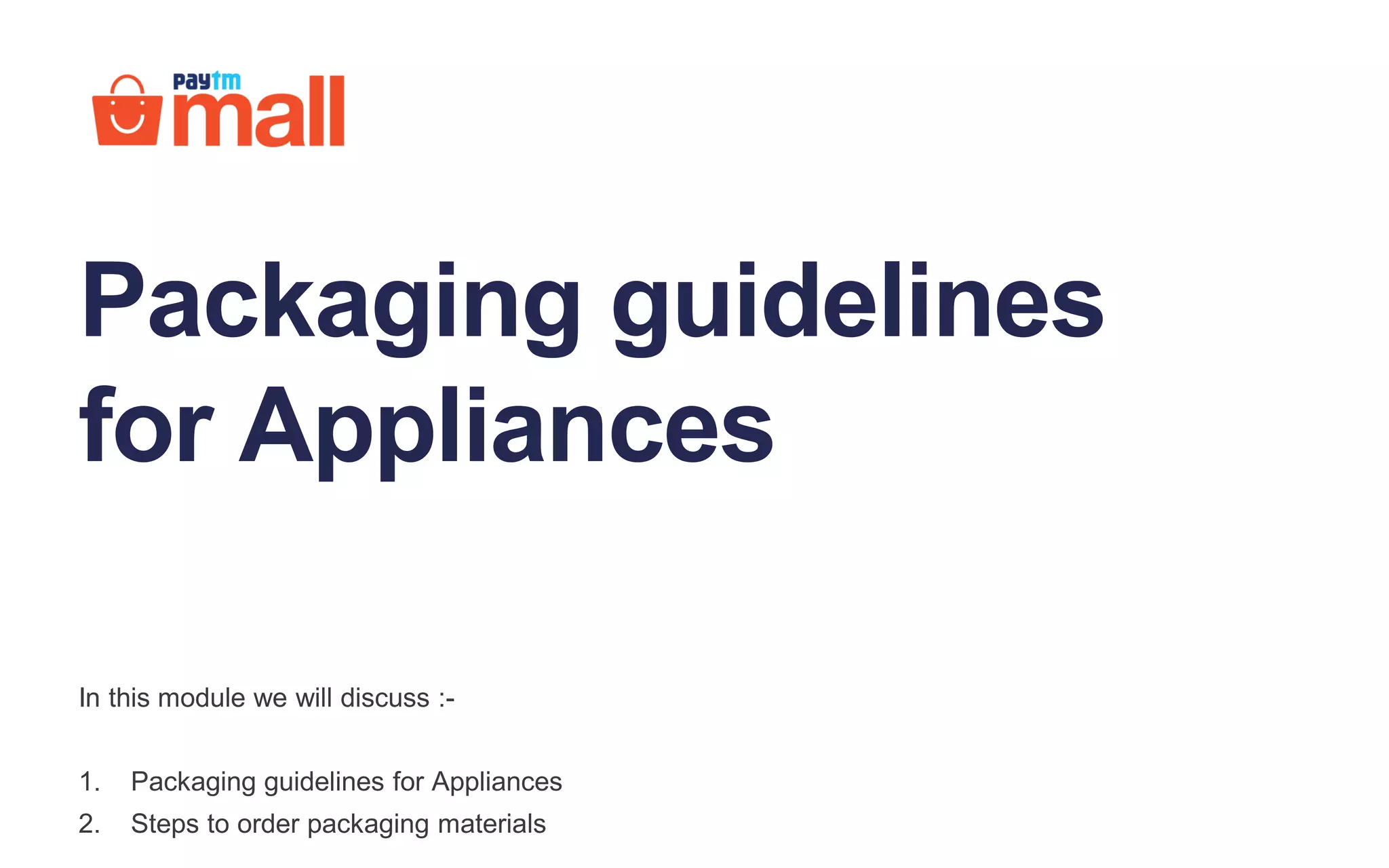 Packaging guidelines - Appliances | PDF