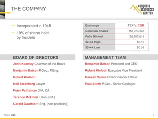 Conquest Resources Limited - Corporate Presentation | PDF | Geology ...