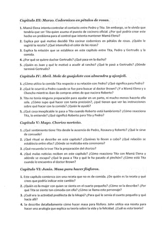 Guía de lectura. Como agua para chocolate | PDF