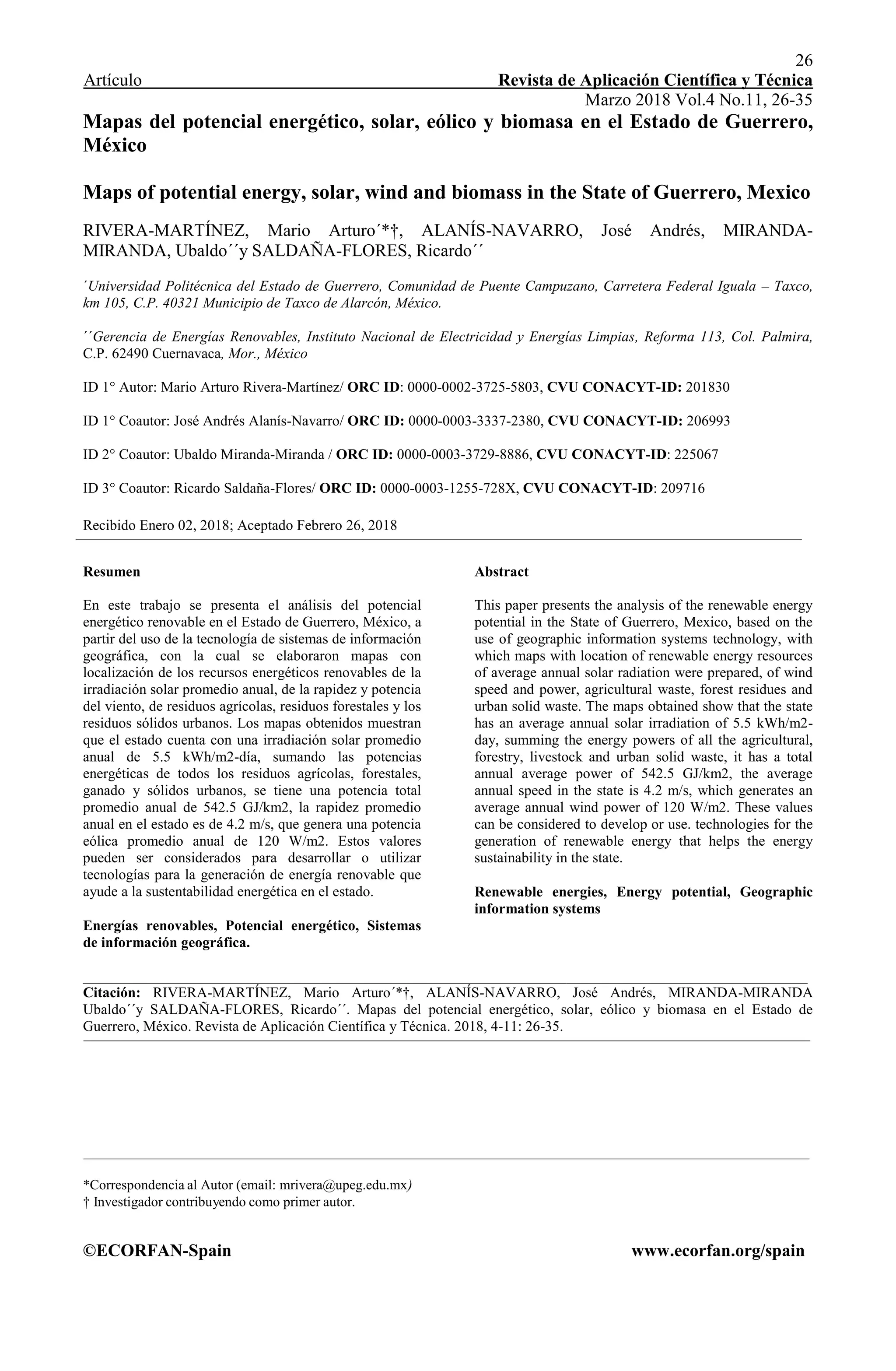 Mapas del potencial energético, solar, eólico y biomasa | PDF