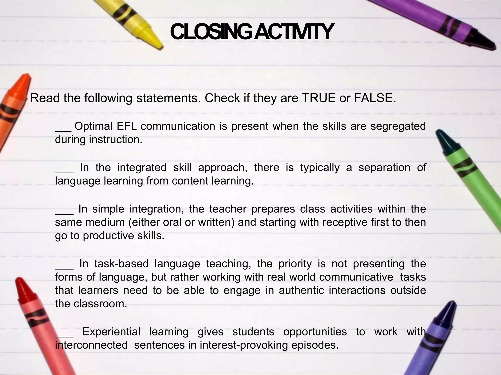 Integrating the four language skills | PPTX