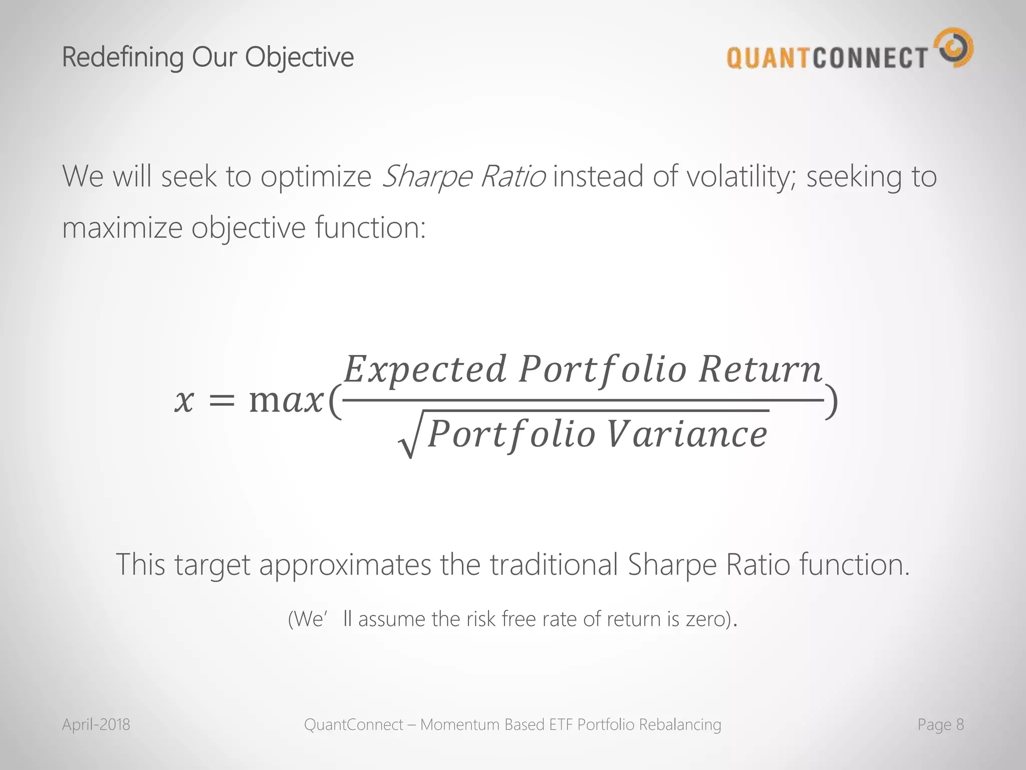 QuantConnect ETF Momentum Asset Allocation | PPTX | Stocks and Bonds | Personal Investing
