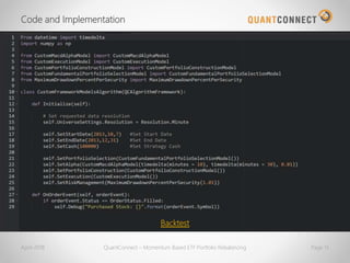 QuantConnect ETF Momentum Asset Allocation | PPTX | Stocks and Bonds | Personal Investing