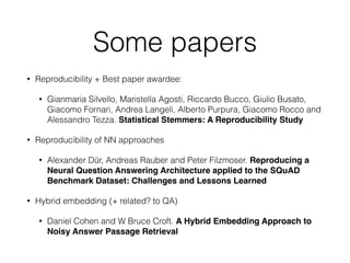 A Summary of ECIR'18 | PPT