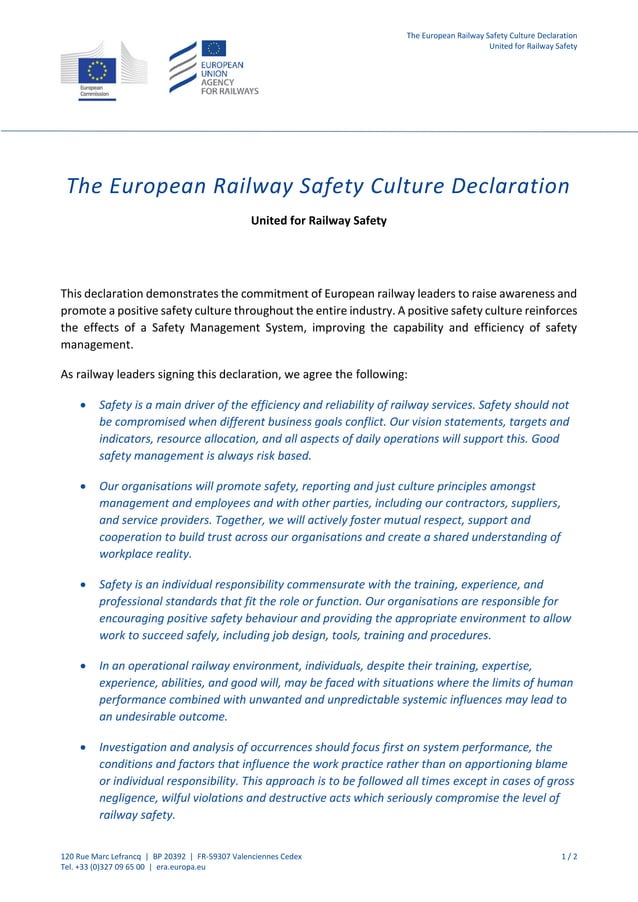 20180410 era safety-culture-declaration | PDF