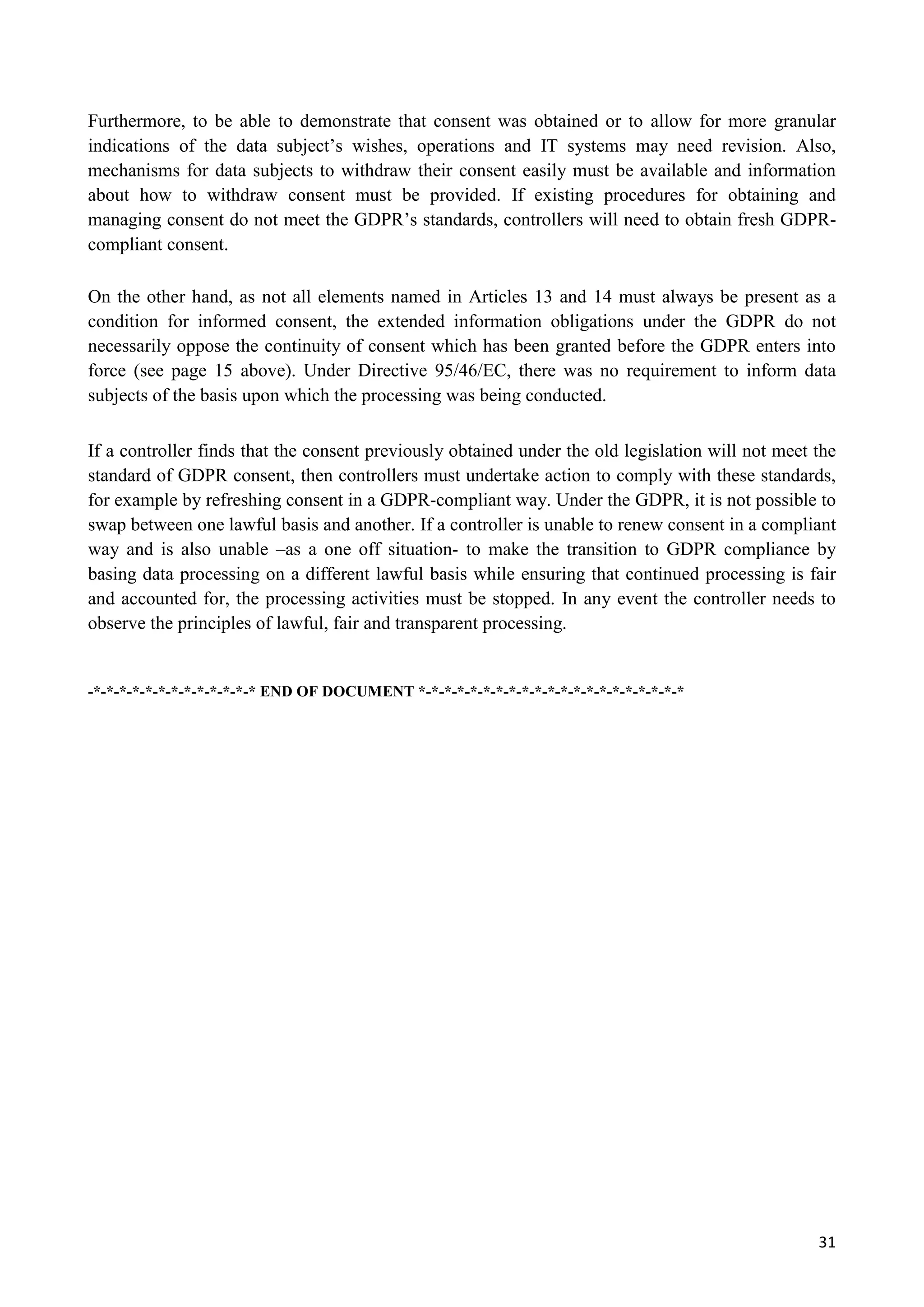 Guidelines on consent under GDPR | PDF