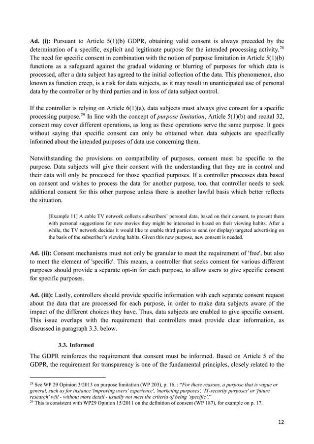 Guidelines on consent under GDPR | PDF