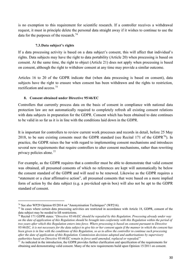 Guidelines on consent under GDPR | PDF