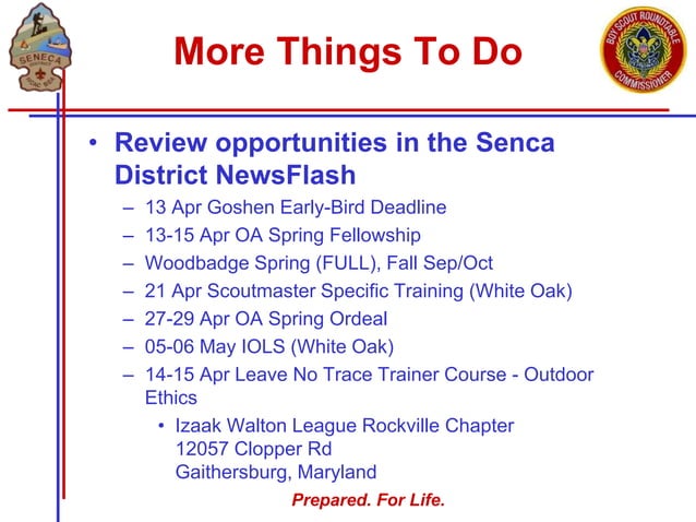 2018 04 Seneca District Boy Scout Round Table To Do List | PPT
