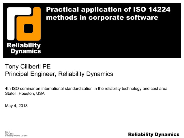 Practical Application Of Iso 14224 Methods In Corporate Software Pdf