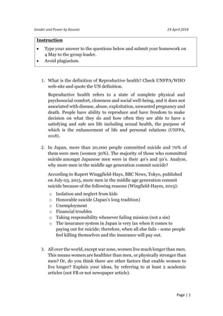 Gender Studies__Gender & Health__Homework 1__Assigned by Prof. Kasumi ...
