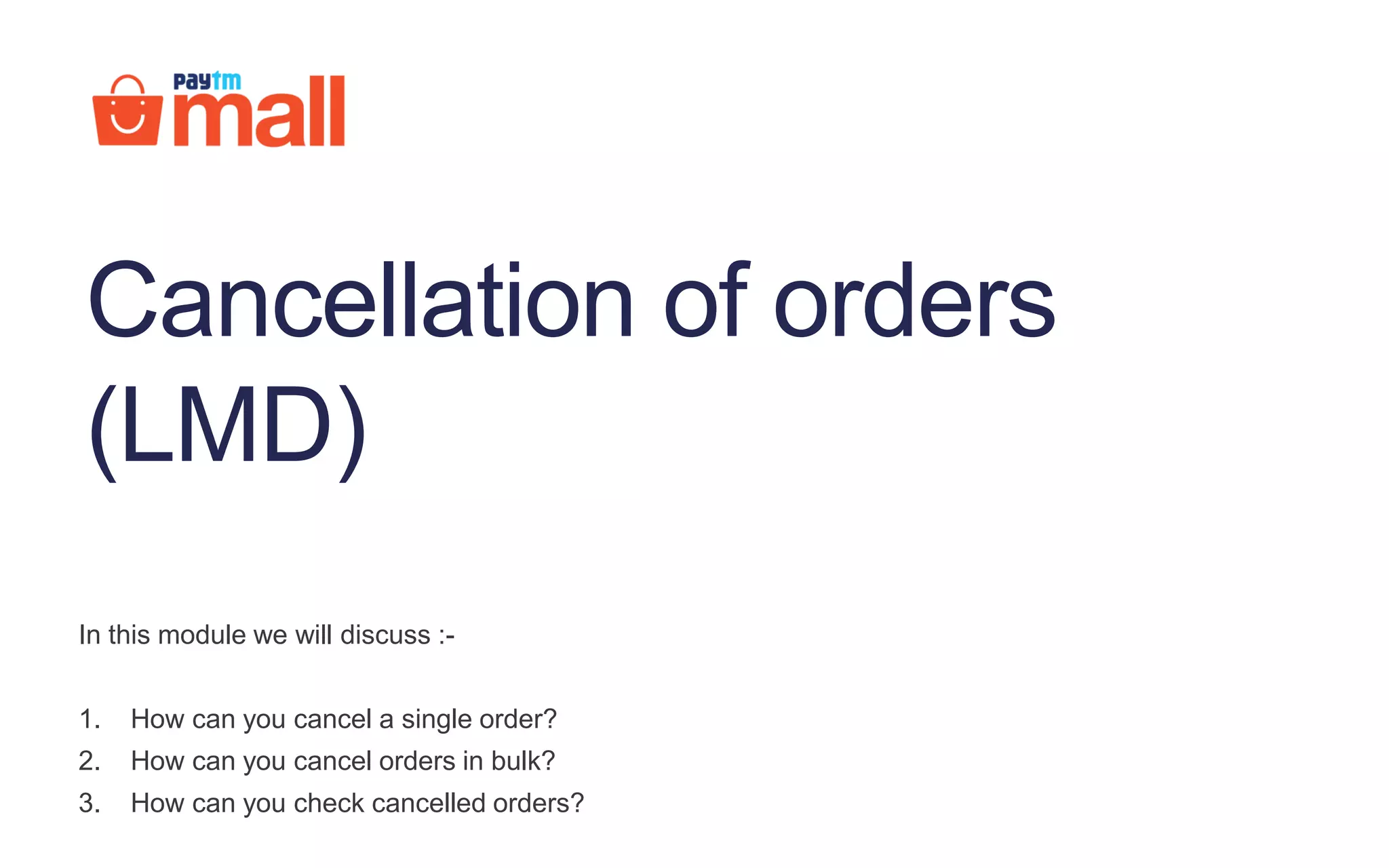 Cancellation of orders_lmd | PDF