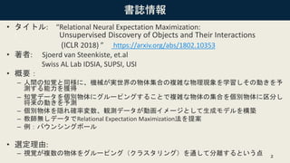 [DL輪読会]Relational Neural Expectation Maximization: Unsupervised Discovery of Objects and their ...