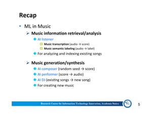Machine Learning for Creative AI Applications in Music (2018 May) | PPT