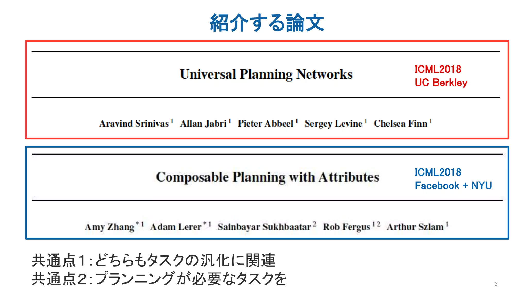 "Universal Planning Networks" and "Composable Planning with Attributes ...