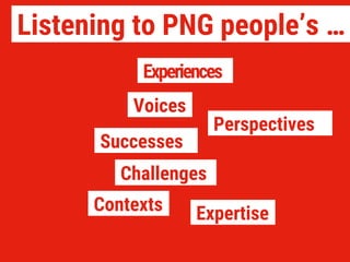 A participatory approach to governance, in PNG | PPTX